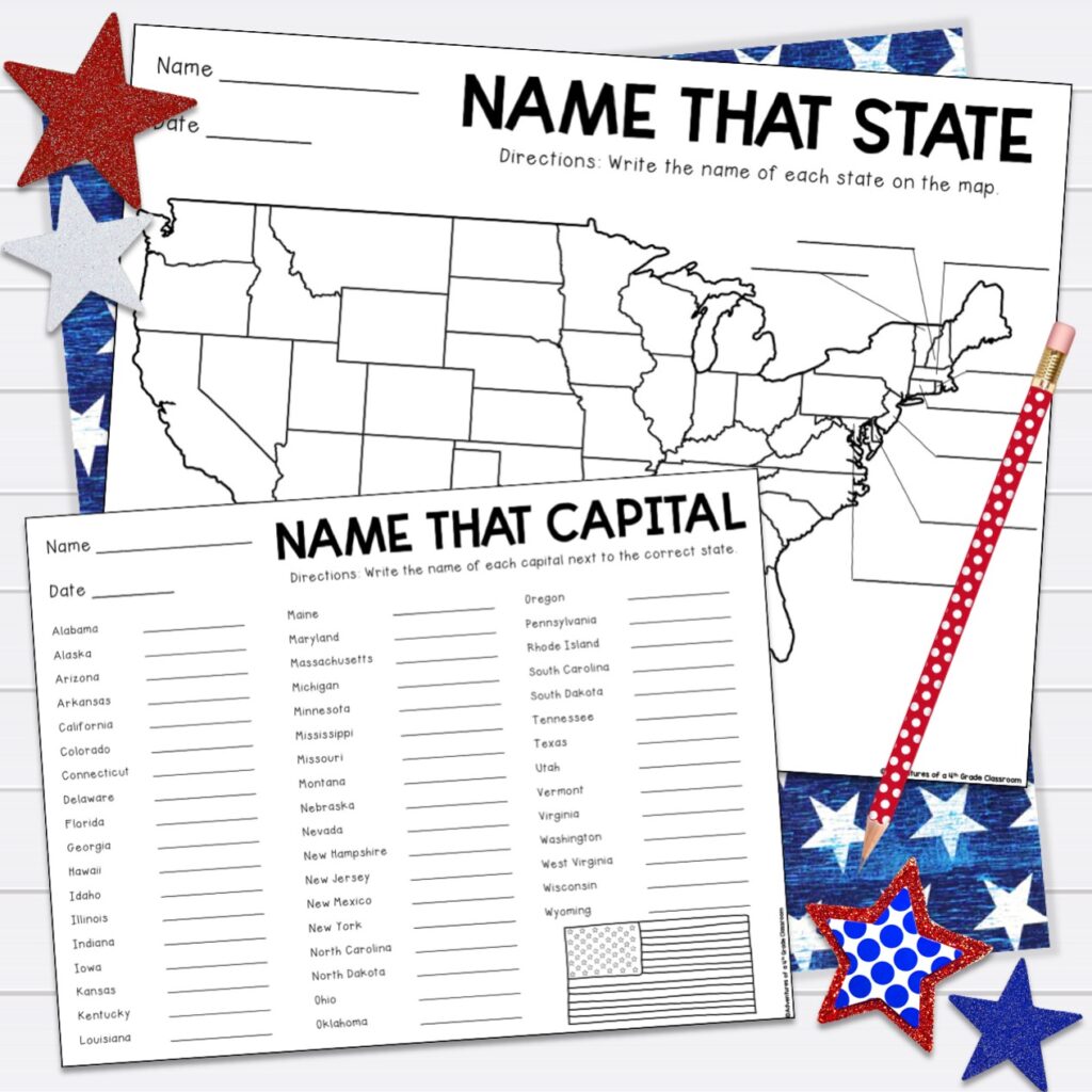 State Captial/Location Freebie - Adventures of a 4th Grade Classroom