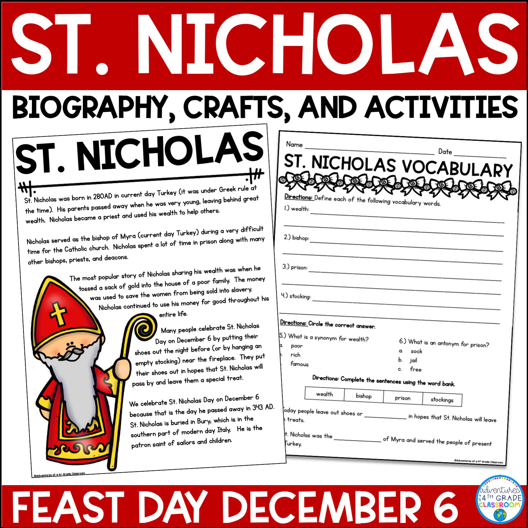 St. Nicholas Day Biography & Activities - Adventures of a 4th Grade ...