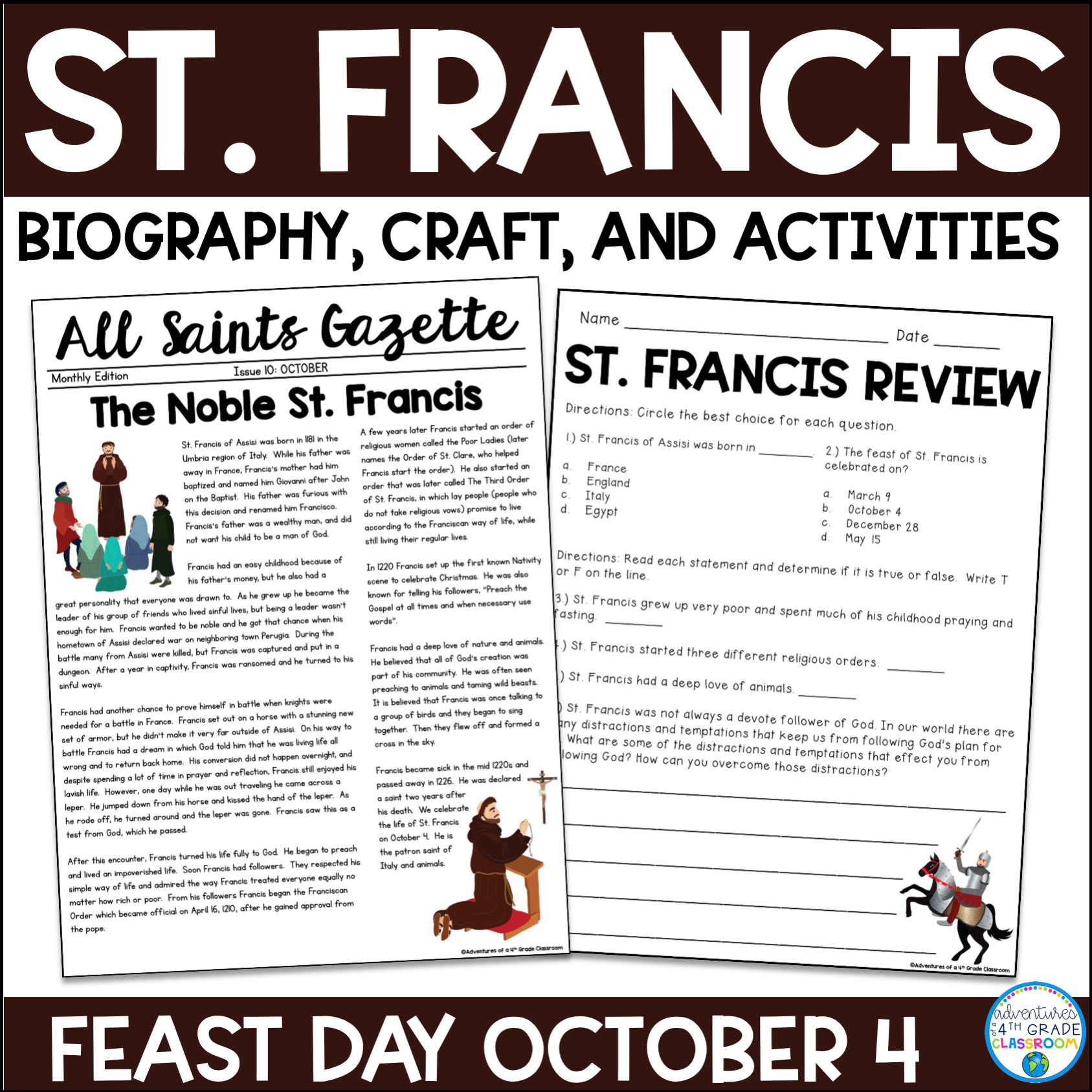 St. Francis of Assisi Biography & Activities - Adventures of a 4th ...