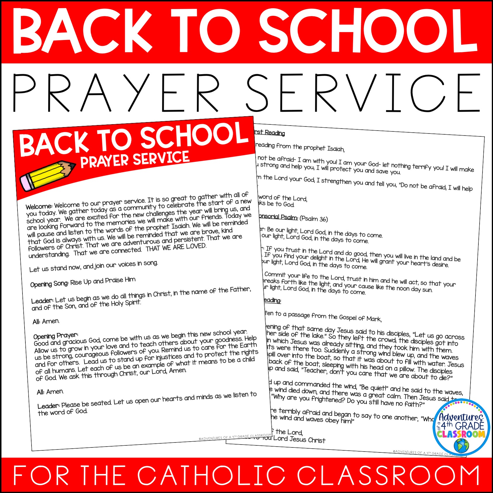 Back to School Prayer Service - Adventures of a 4th Grade Classroom