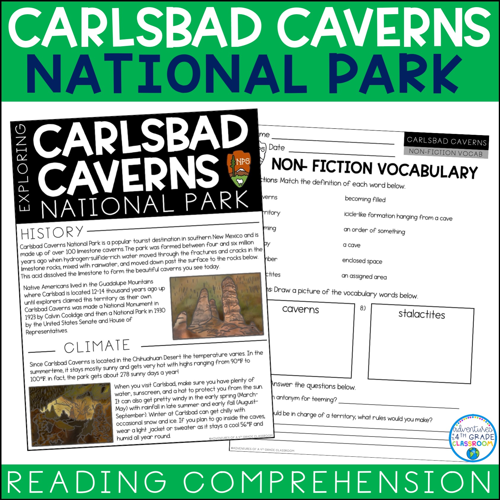 Carlsbad Caverns National Park | Reading Comprehension - Adventures of ...