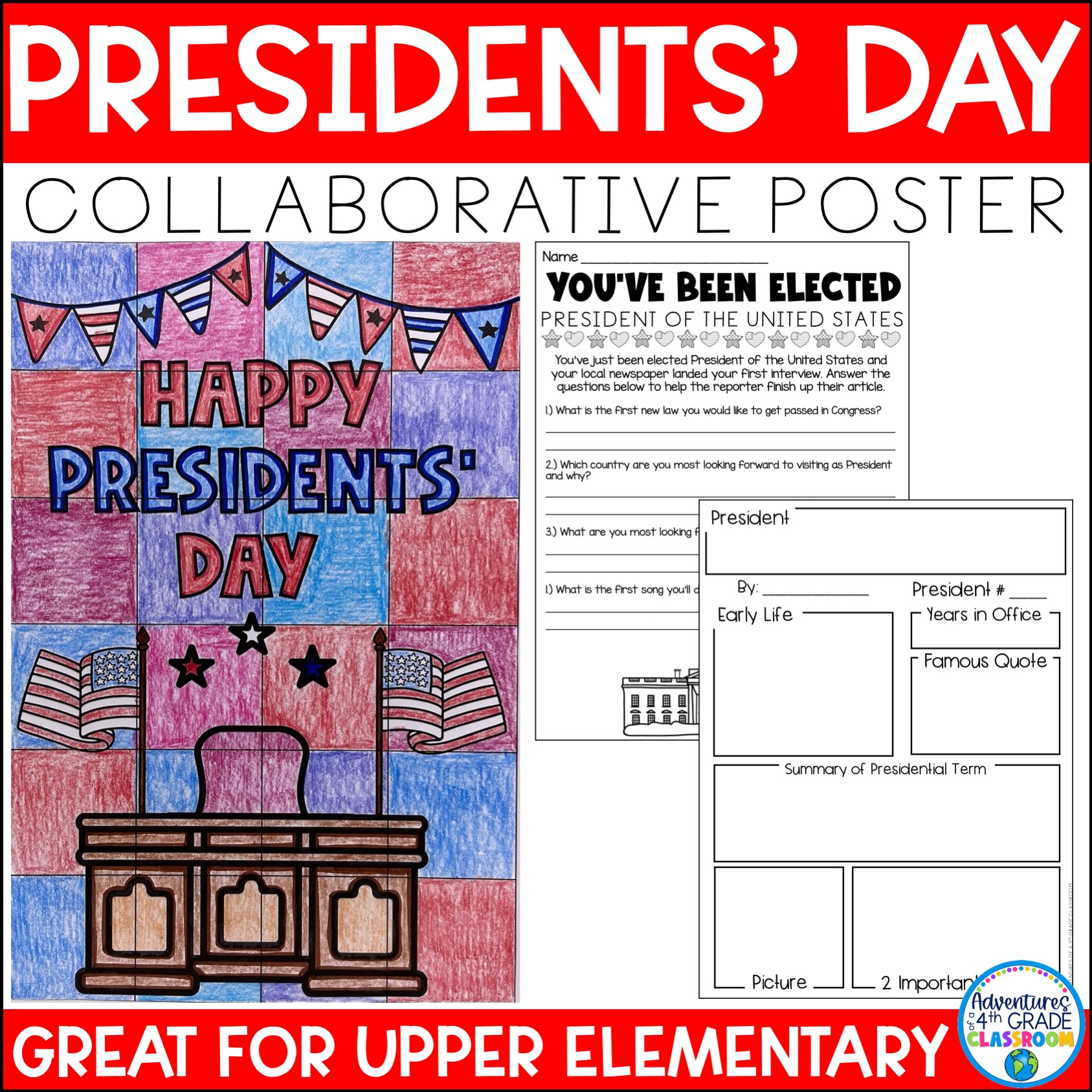 Presidents' Day Collaborative Poster - Adventures of a 4th Grade Classroom