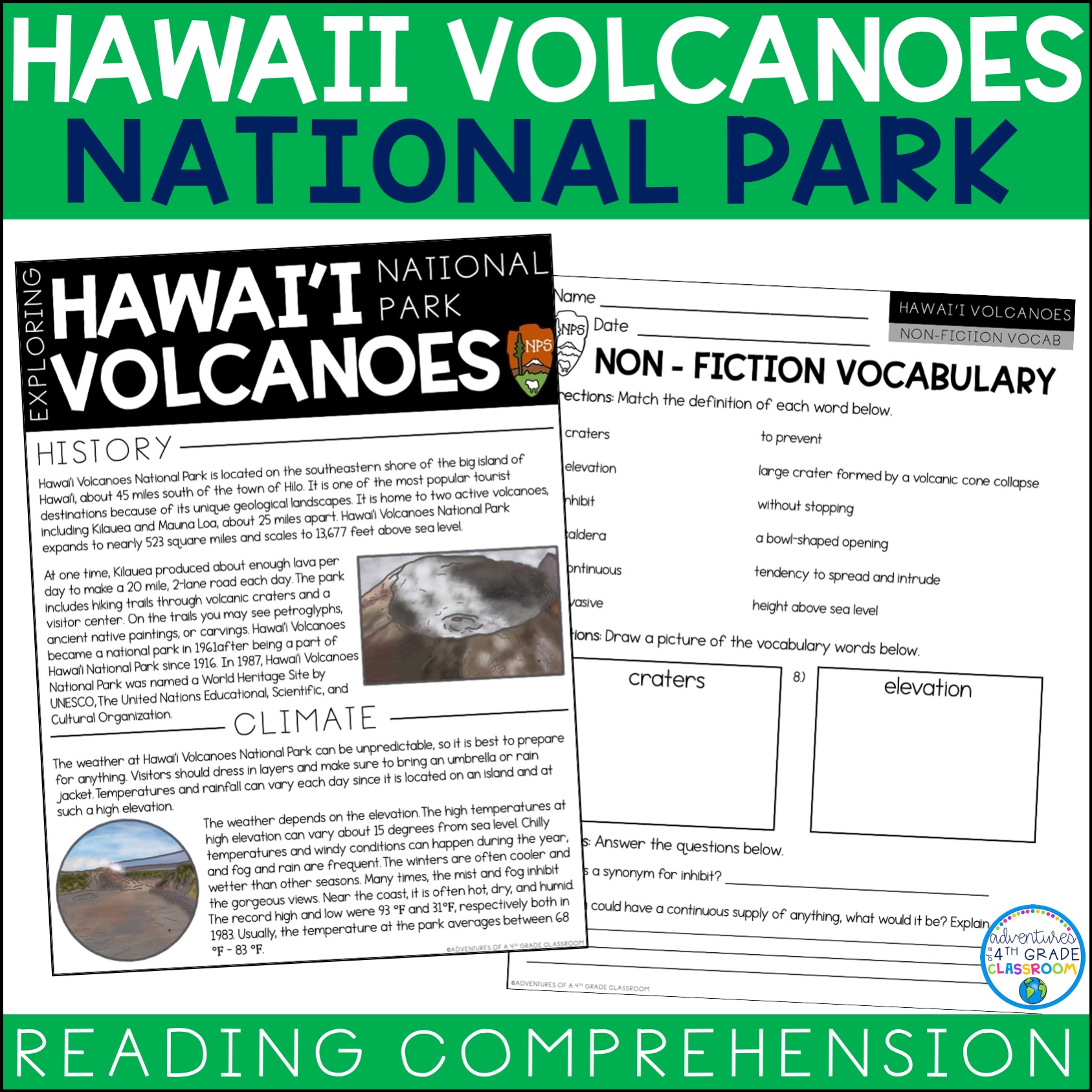Hawaii Volcanoes National Park | Reading Comprehension - Adventures of ...