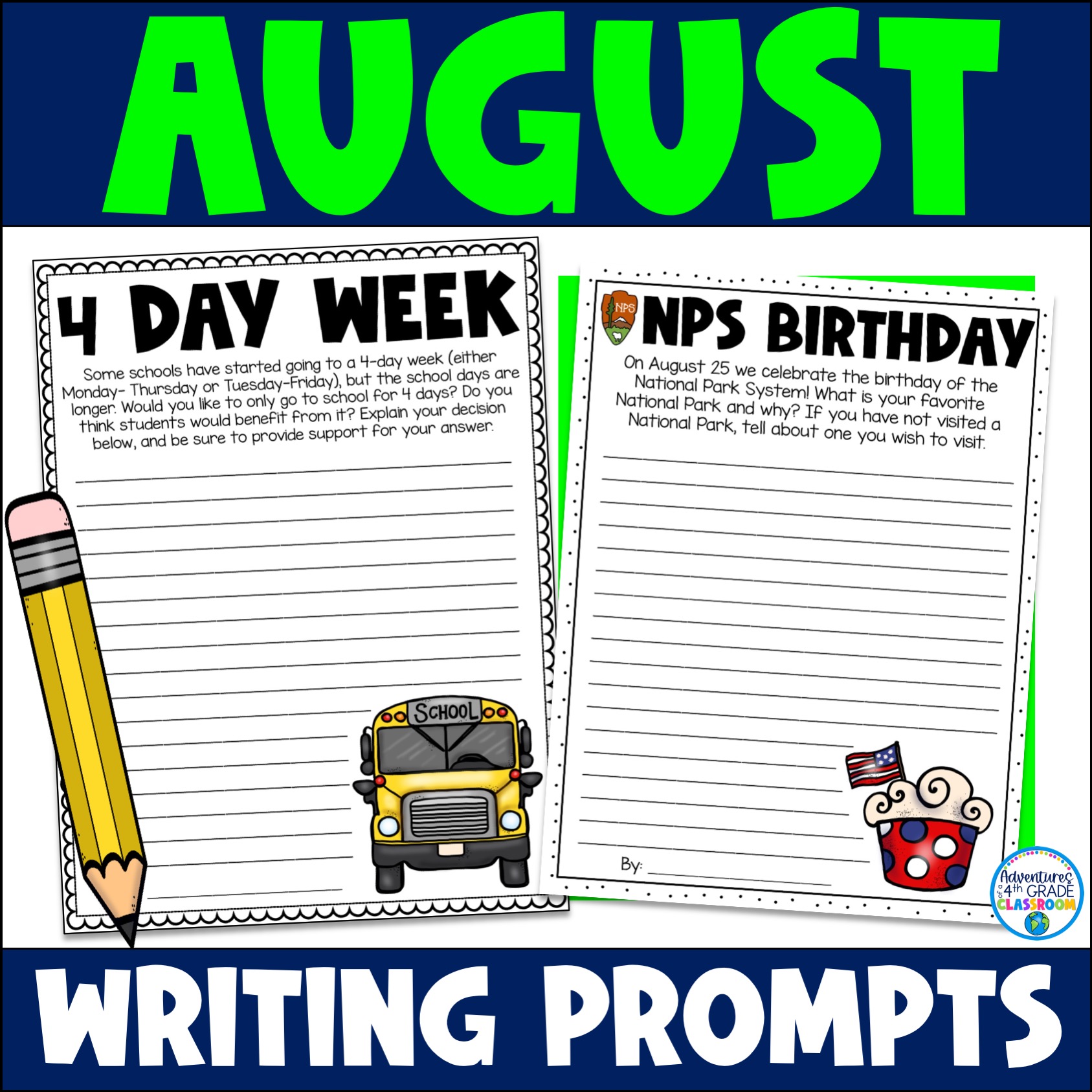 August Writing Prompts - Adventures of a 4th Grade Classroom
