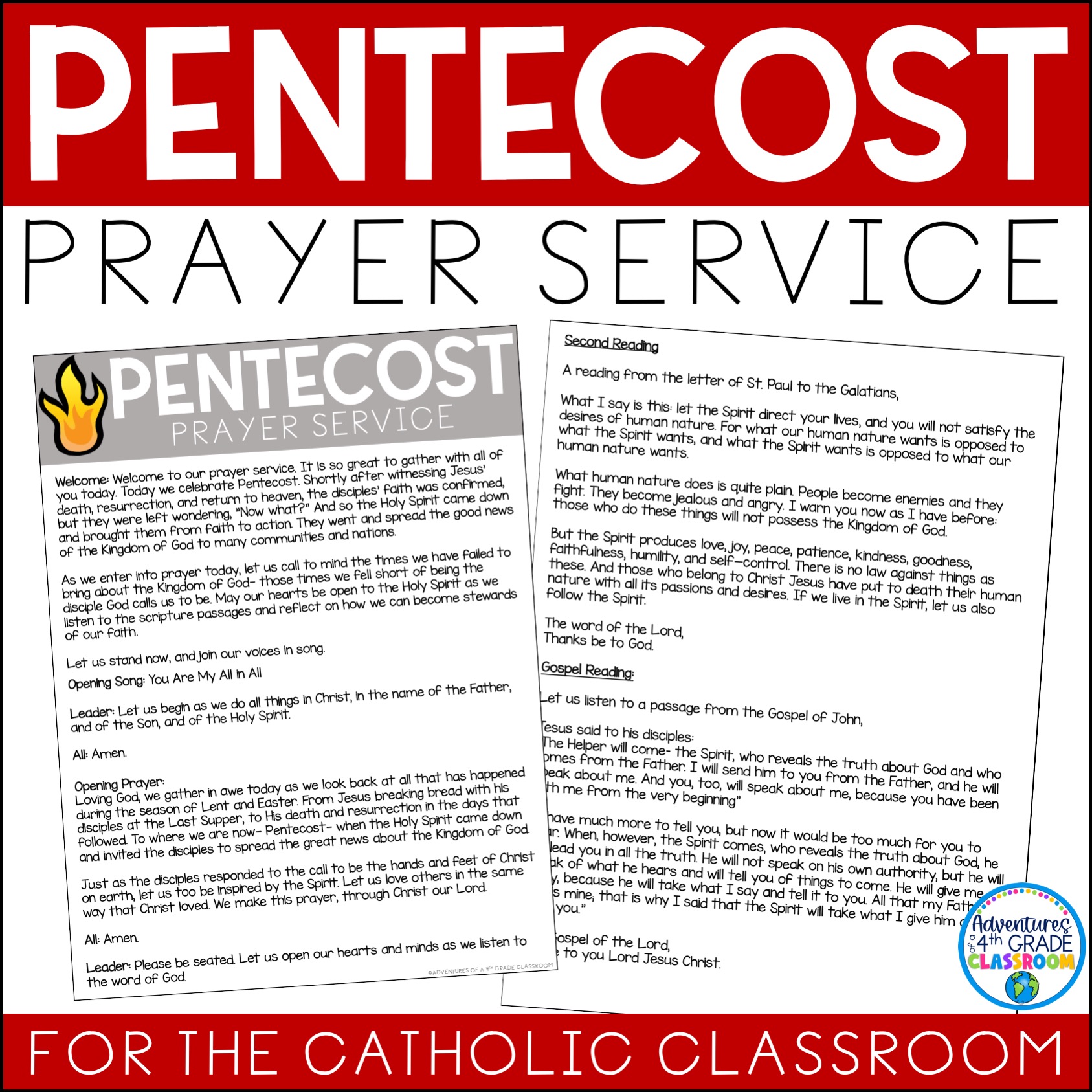 Pentecost Prayer Service | Catholic - Adventures of a 4th Grade Classroom