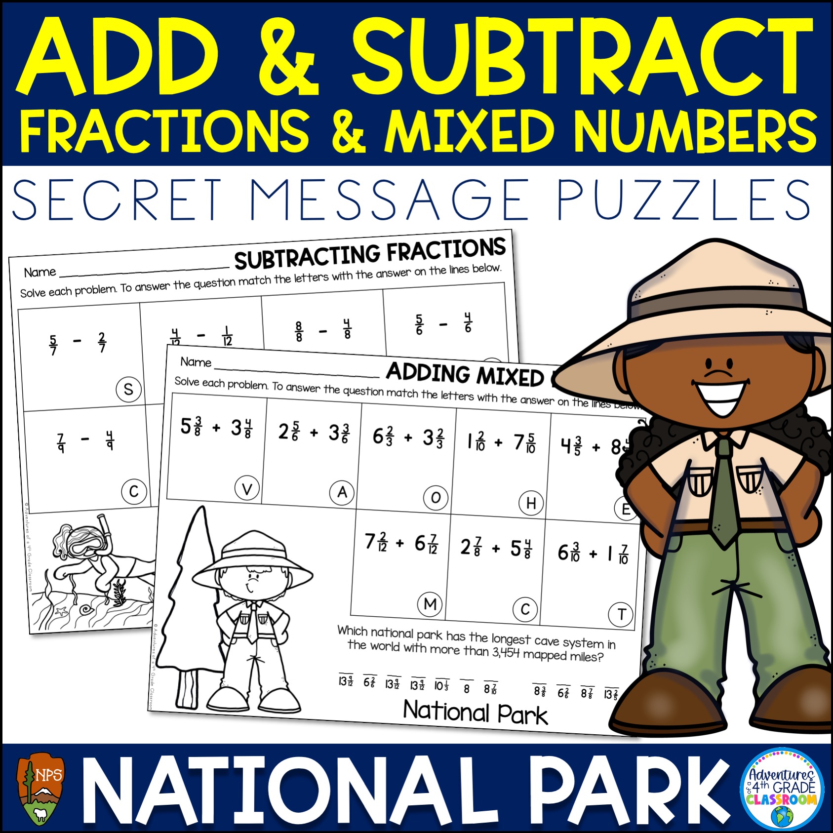 Add and Subtract Fractions and Mixed Numbers | Review Puzzles ...