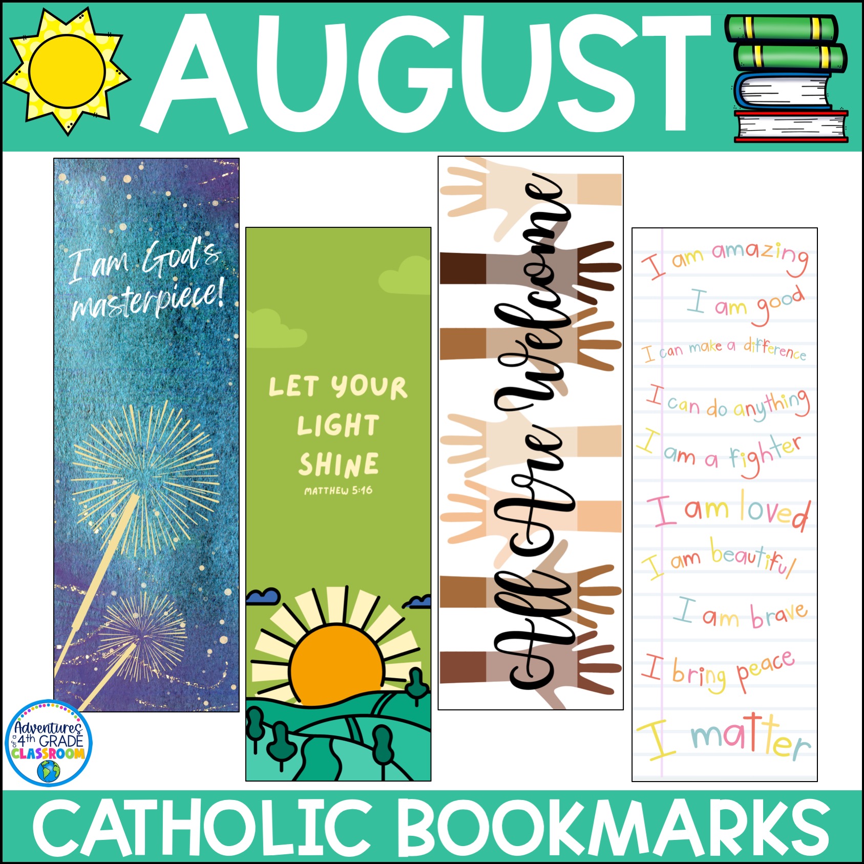 Back to School Catholic Bookmarks | August - Adventures of a 4th Grade ...