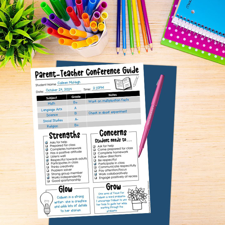 Conference Form Freebie - Adventures of a 4th Grade Classroom